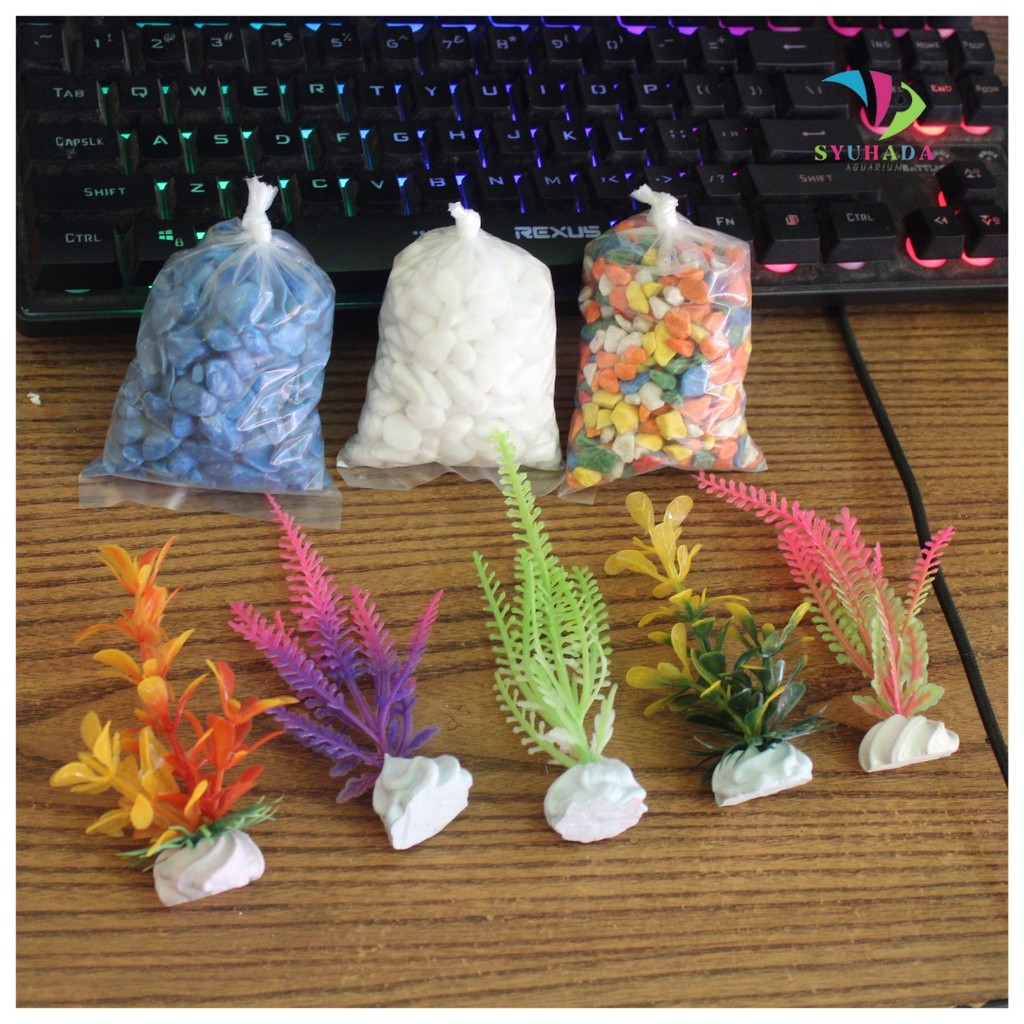 Jual XA43ED 1 Set Aquarium Kura - Kura PVC Lengkap Hiasan Dan Lampu LED ...