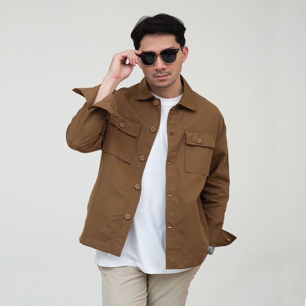 Jual Jaket Polos Pria WOODCUTTER Sentinel Trucker - Brown Multi Pocket ...