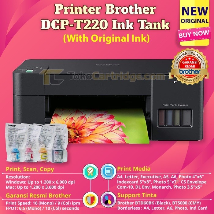 Jual Printer Brother Ink Tank DCP-T220 DCP T220 Print Scan Copy Modif ...