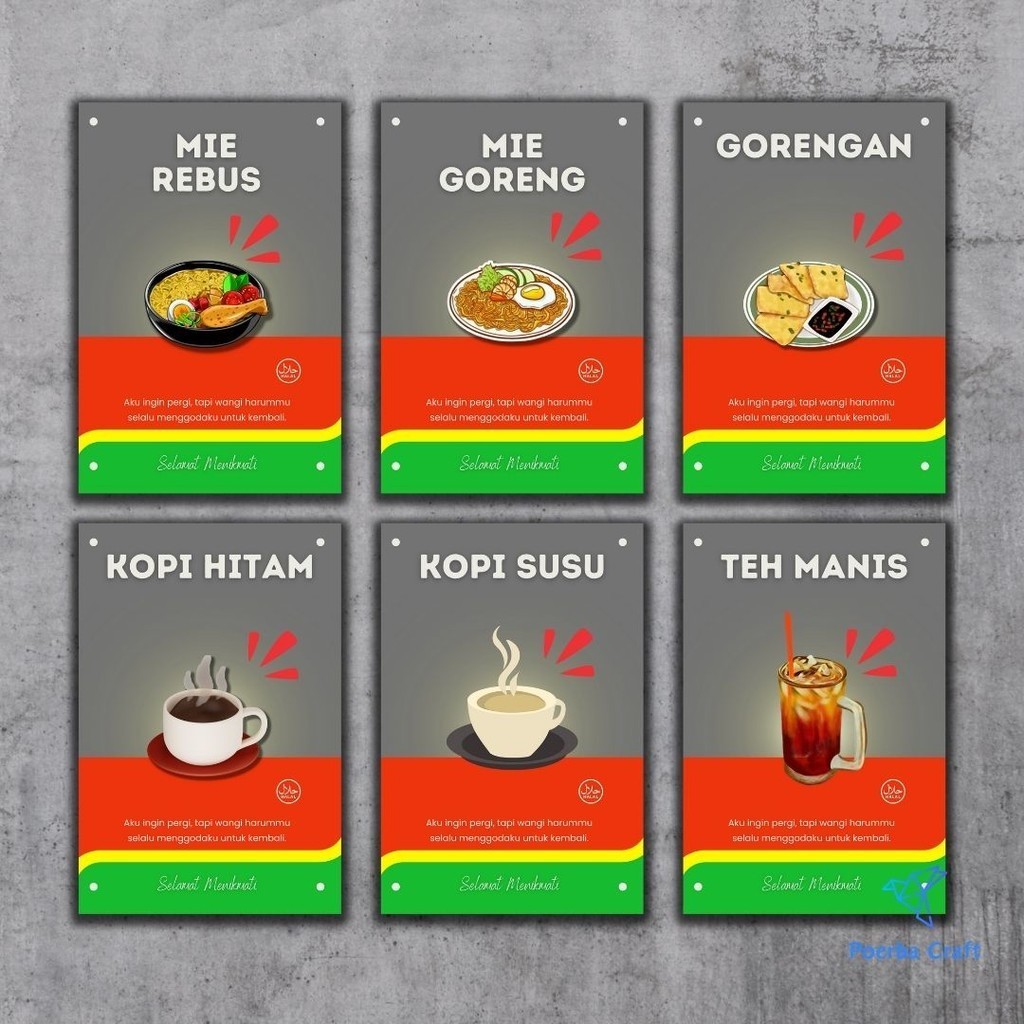 Jual Poerba Craft Hiasan Dinding Poster Kayu Poster Makanan Sticker ...
