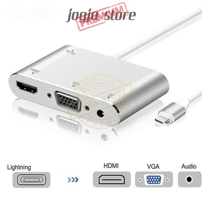 Jual Converter Lightning to HDMI & VGA + Audio Port OTG Adapter Port ...