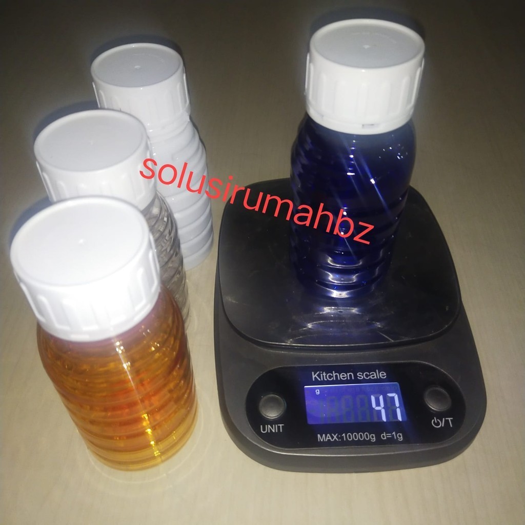 Jual BOTOL KIMIA 250ML + DOUBLE TUTUP BULAT GARIS 0.25L TEBAL WARNA ...