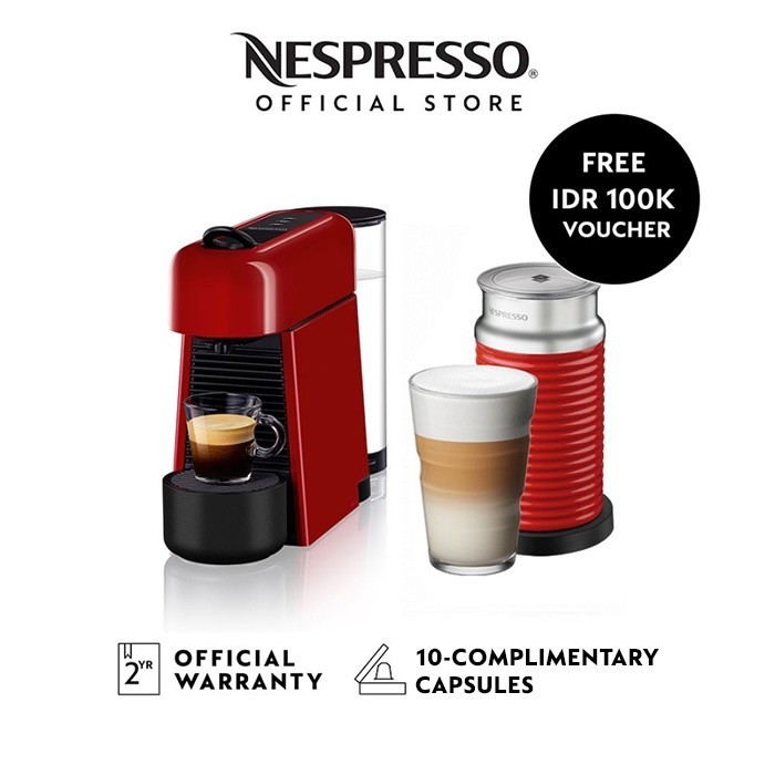 Jual NESPRESSO Essenza Plus Coffee Machine Red, with Aeroccino3 Red ...