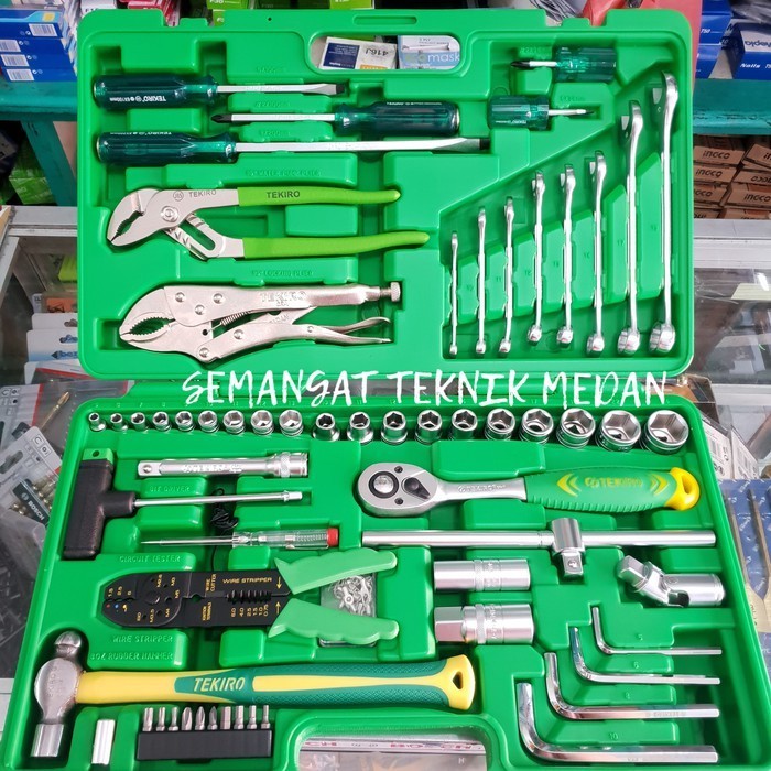 Jual TEKIRO MEKANIK TOOL SET KIT MECHANIC BOX 100 pcs TEKIRO | Shopee Indonesia
