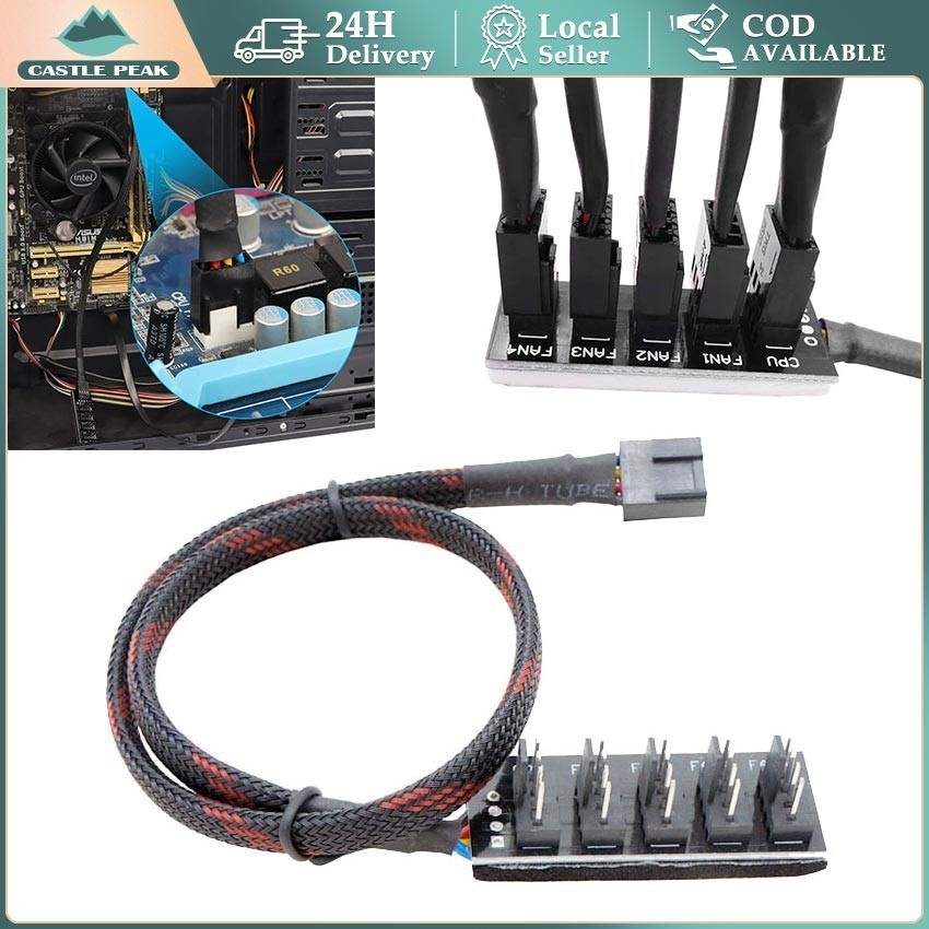 Jual Kabel Splitter Adapter Pwm Fan 4pin to 5x Fan Hub Expansion ...