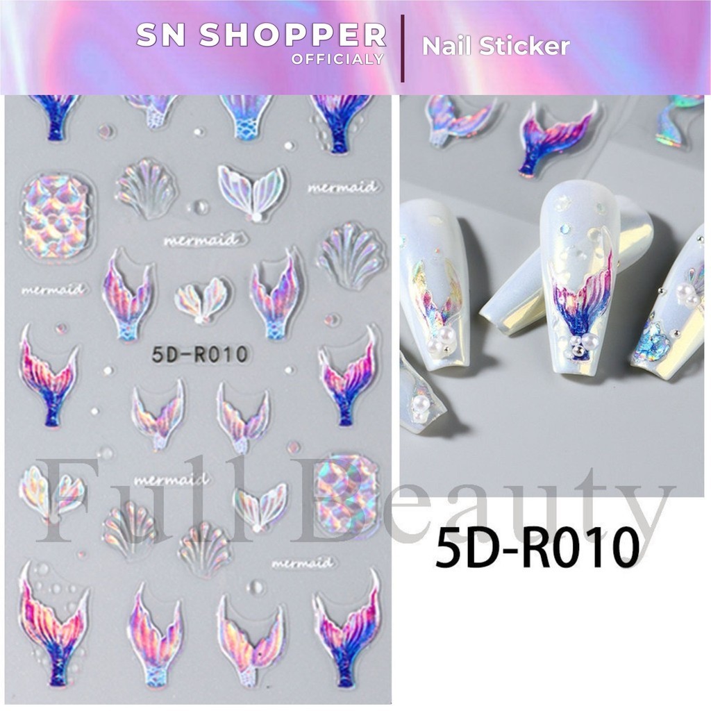 Jual 5D ART Nail Sticker Mermaid | Sticker Nail Fish Tail | Sticker ...