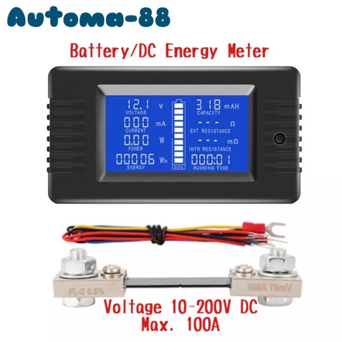 Jual DC Energy Totalizer KWH meter Voltmeter Ammeter Battery Meter 100A ...