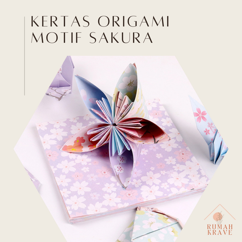 Jual RUMAH KRAVE - (60pcs) Kertas Origami Motif Sakura Kertas Lipat ...
