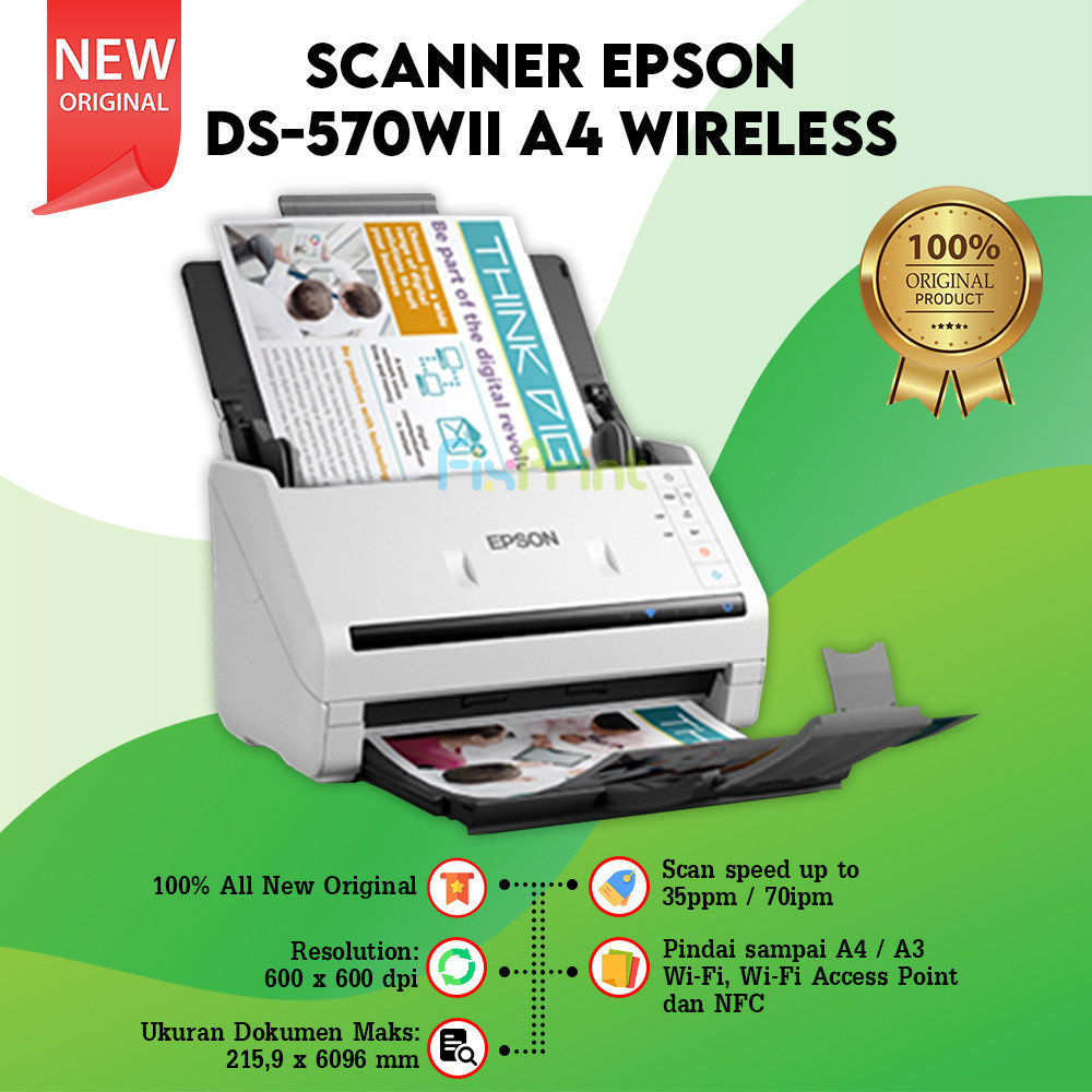 Jual Scanner Epson DS-570WII A4, Duplex Sheet- fed Document Scanner DS ...