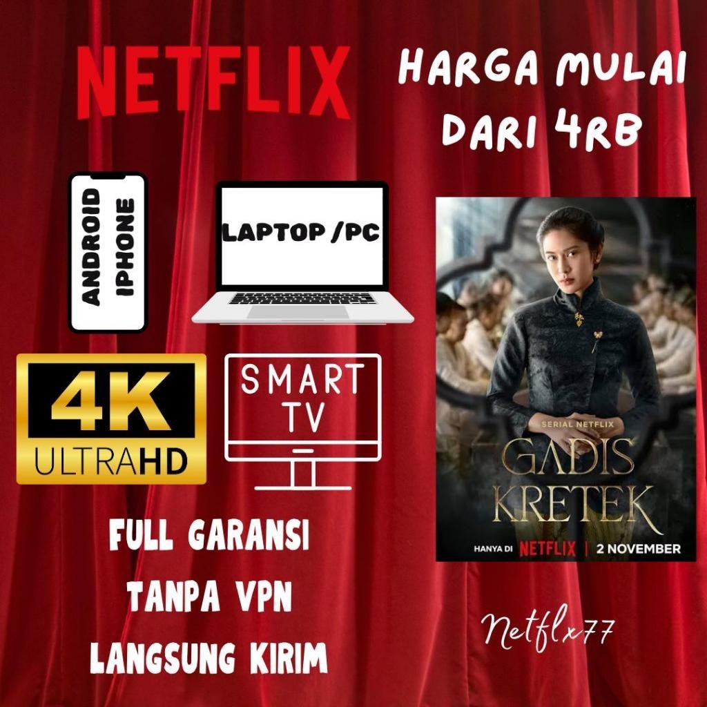 Jual NETFLIXX 1 BULAN PREMIUM ANTI ON HOLD FULL UHD 4K NO VPN (FULL GARANSI) | Shopee Indonesia