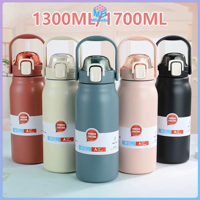 Jual 【COD】Botol Termos 1700ml / 1300ml dengan Jerami 316 Botol Air Stainless Steel Botol ...