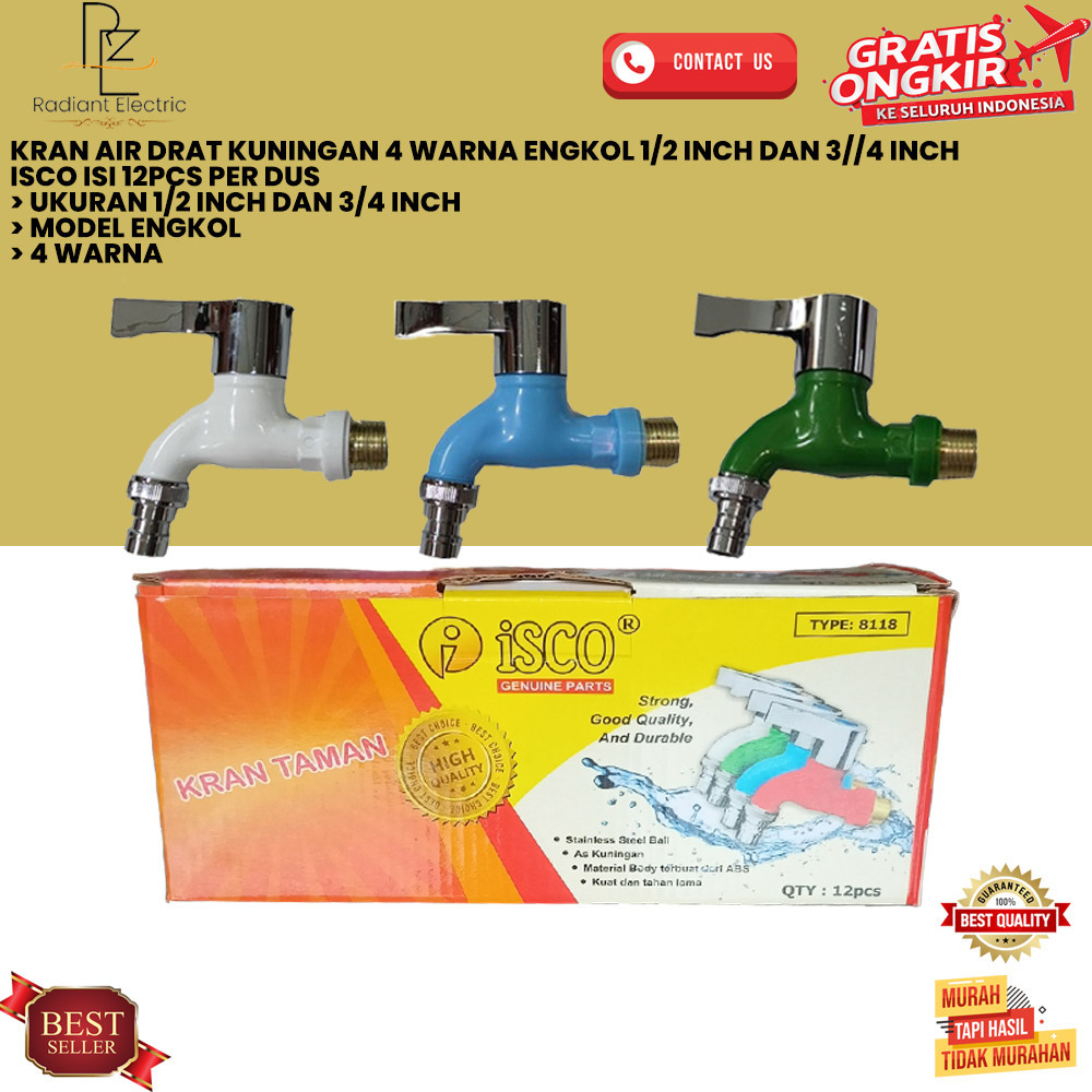 Jual [RE] KRAN AIR DRAT KUNINGAN 4 WARNA ENGKOL 1/2 INCH DAN 3//4 INCH ...