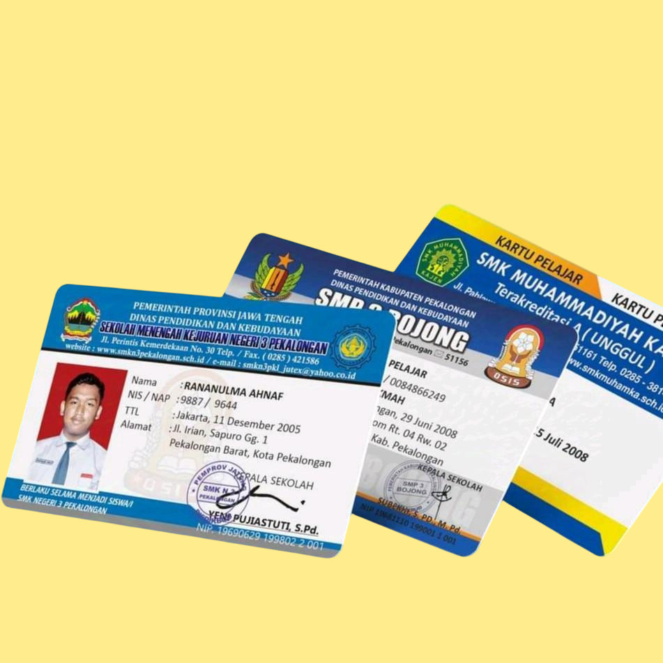 Jual cetak id card, kartu pelajar, kartu mahasiswa, kartu santri, NISN ...