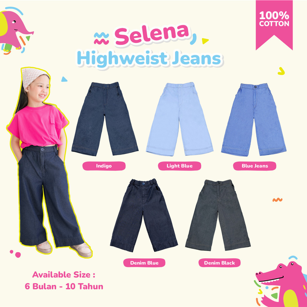 Jual Little Me - Celana Kulot Jeans Anak Perempuan Selena Usia 6 bulan - 10 tahun | Shopee Indonesia