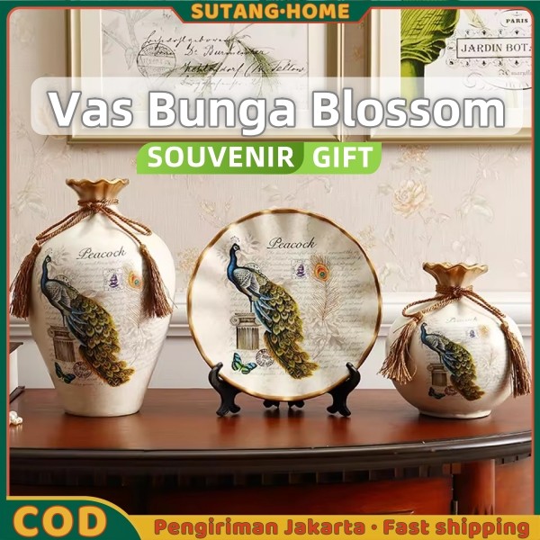 Jual 【SUTANG】Dekorasi Vas Bunga Blossom Putih Eropa Retro Set 3 PCS ...