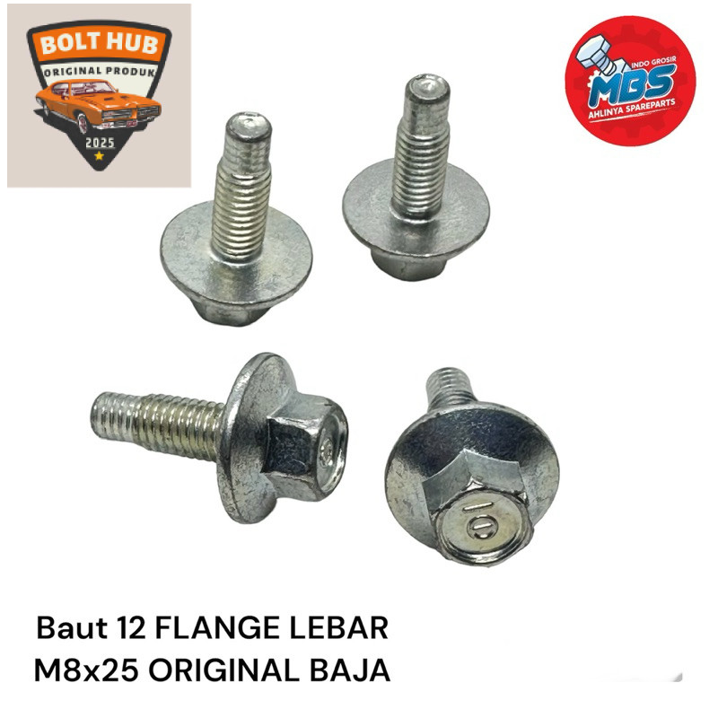 Jual Original BOLT FLANGE M8 BAUT TOPI RING LEBAR M8x25 ORIGINAL BAUD ...
