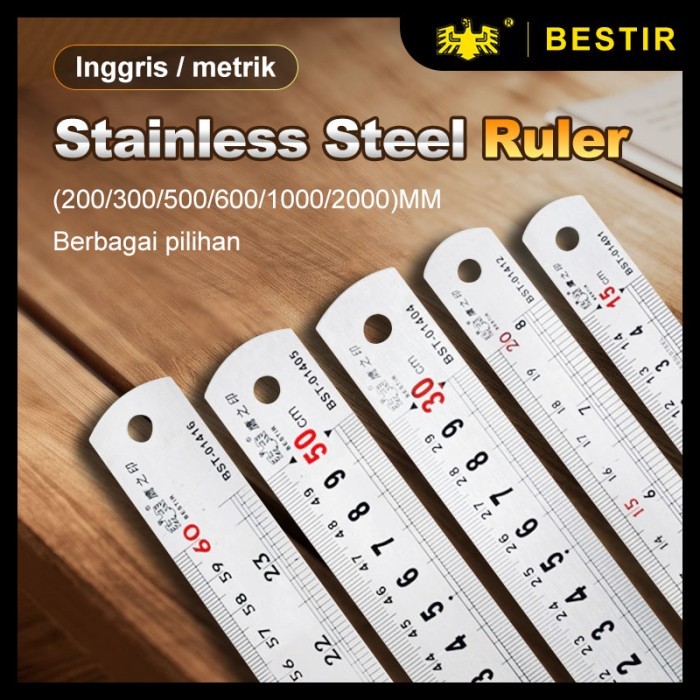 Jual Penggaris Besi 200/300/500/600/1000/1500/2000mm Metal Stainless ...