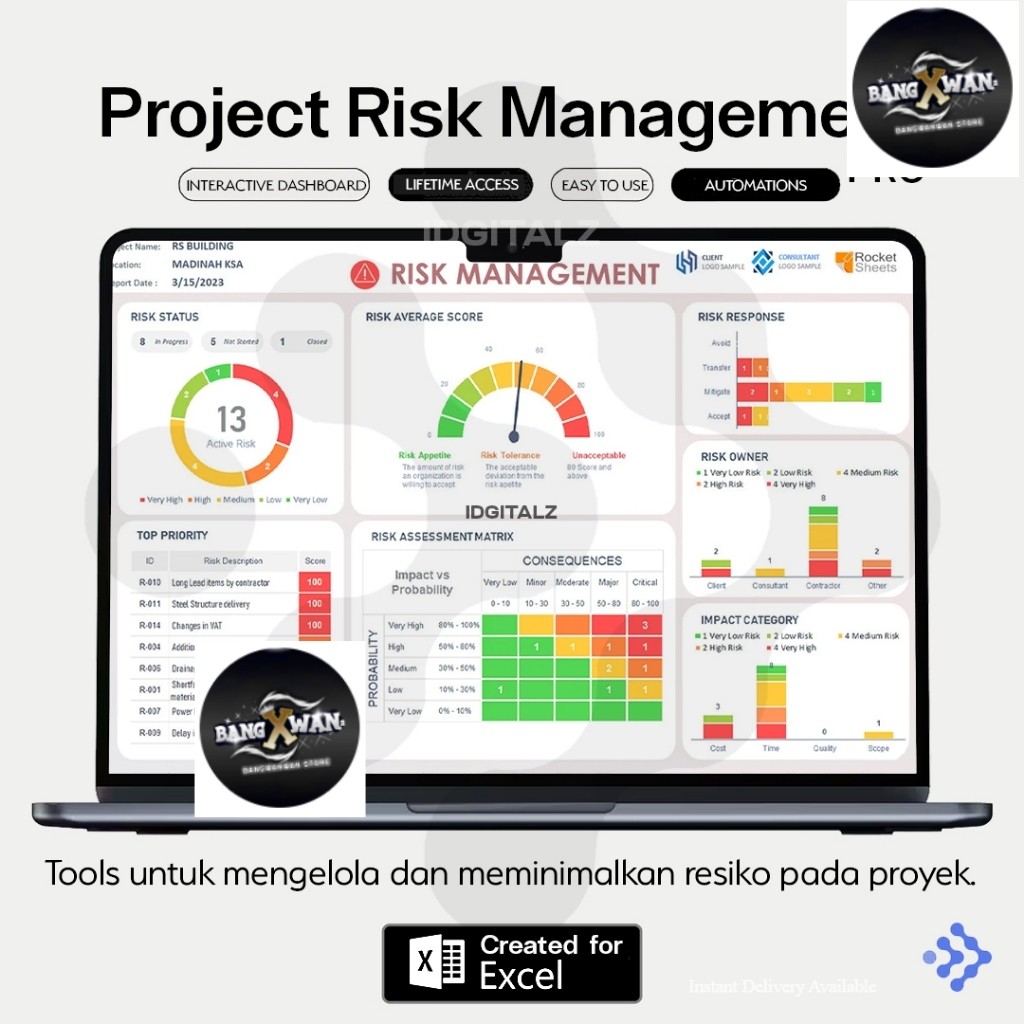 Jual [T0116] Project Risk Management PRO (Excel) Template - Tools Terbaik untuk Mengelola dan ...
