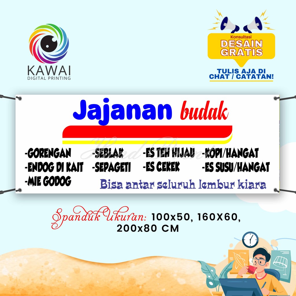 Jual SPANDUK / BANNER Toko Jajanan Budak Puitih Free Design - 160x60CM ...