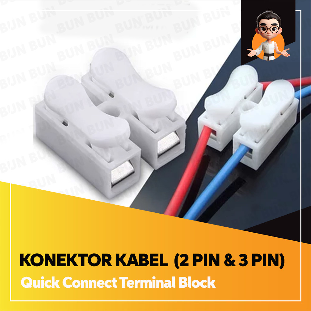 Jual Konektor Kabel Listrik 2 Pin & 3 Pin Quick Connect Terminal Block ...