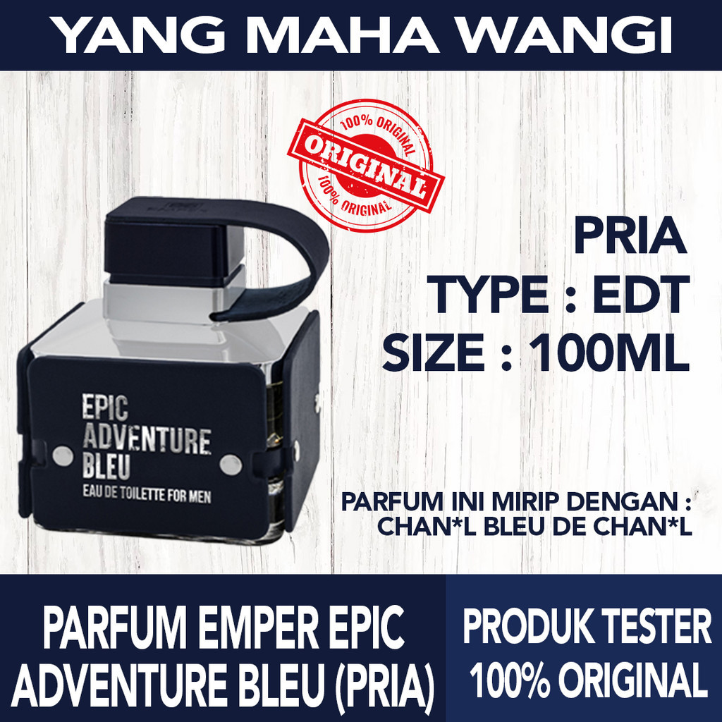Jual PARFUM ORIGINAL EMPER EPIC ADVENTURE BLEU EDT 100ML (DUS TESTER ...