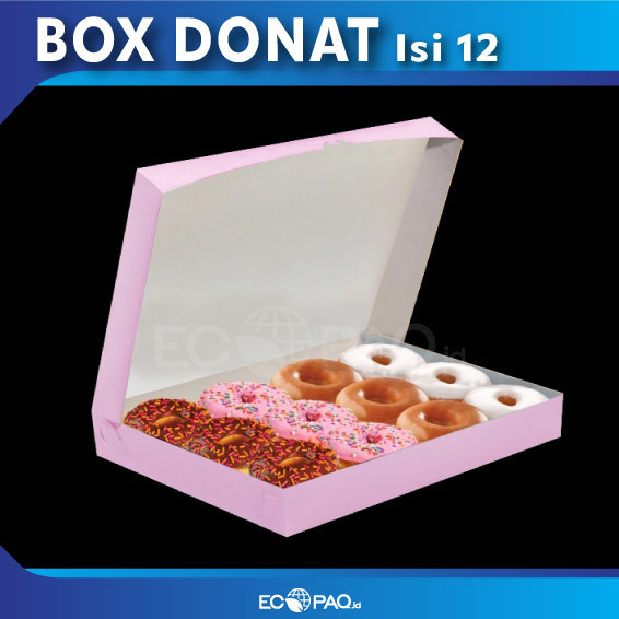 Jual Box Donat - Kotak Donat - Dus Donat Donut - PINK- Isi 12 (10 pcs ...