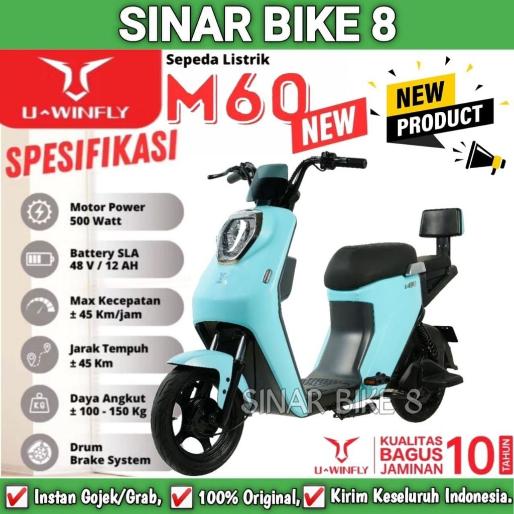 Jual Sepeda Listrik UWINFLY M60 / M 60 Terbaru 500 Watt Garansi Resmi ...