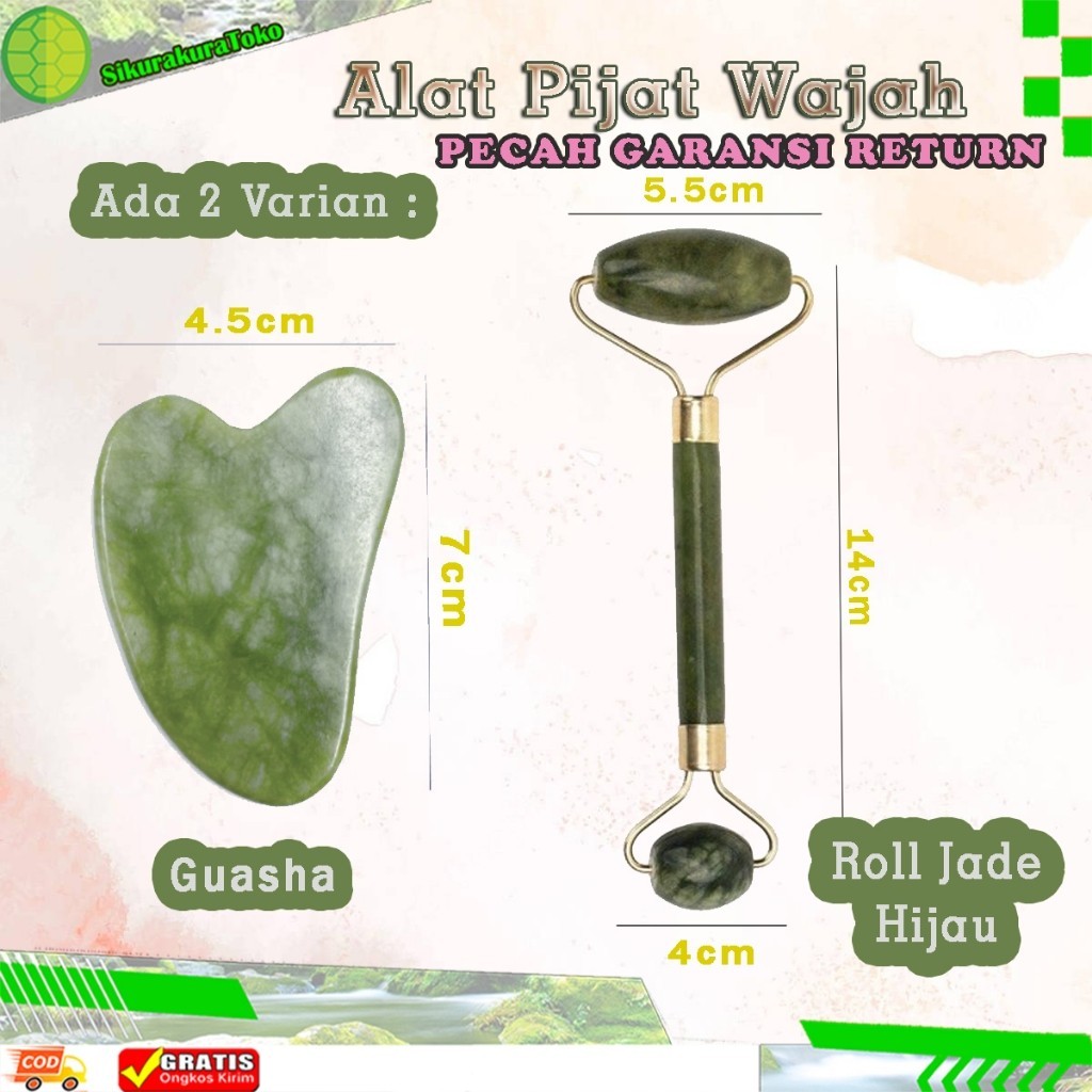 Jual Roller Jade Alat Pijat Muka Wajah Gua Sha / Face Beauty Guasha ...
