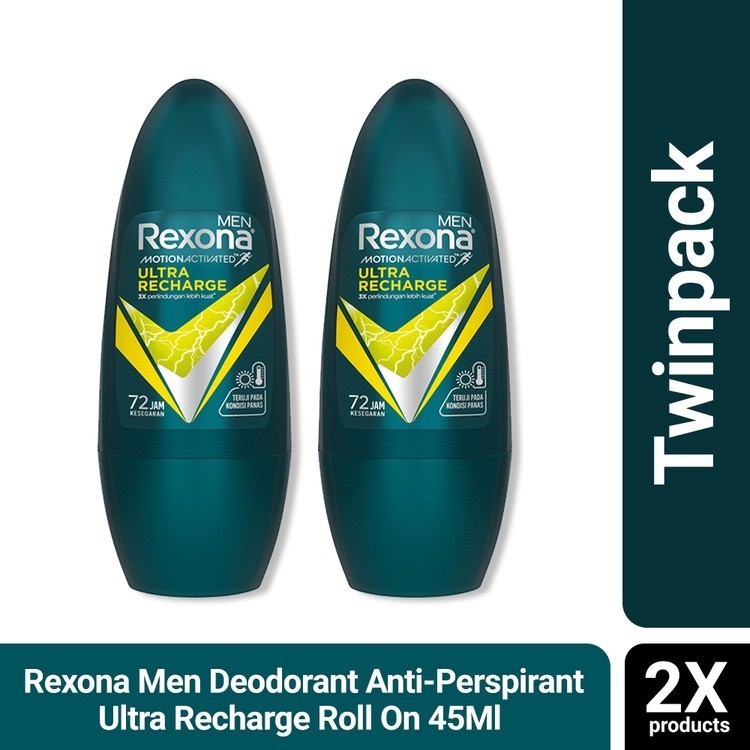 Jual Rexona Men Deodorant Anti-Perspirant Ultra Recharge Roll On 45ml Twinpack | Shopee Indonesia