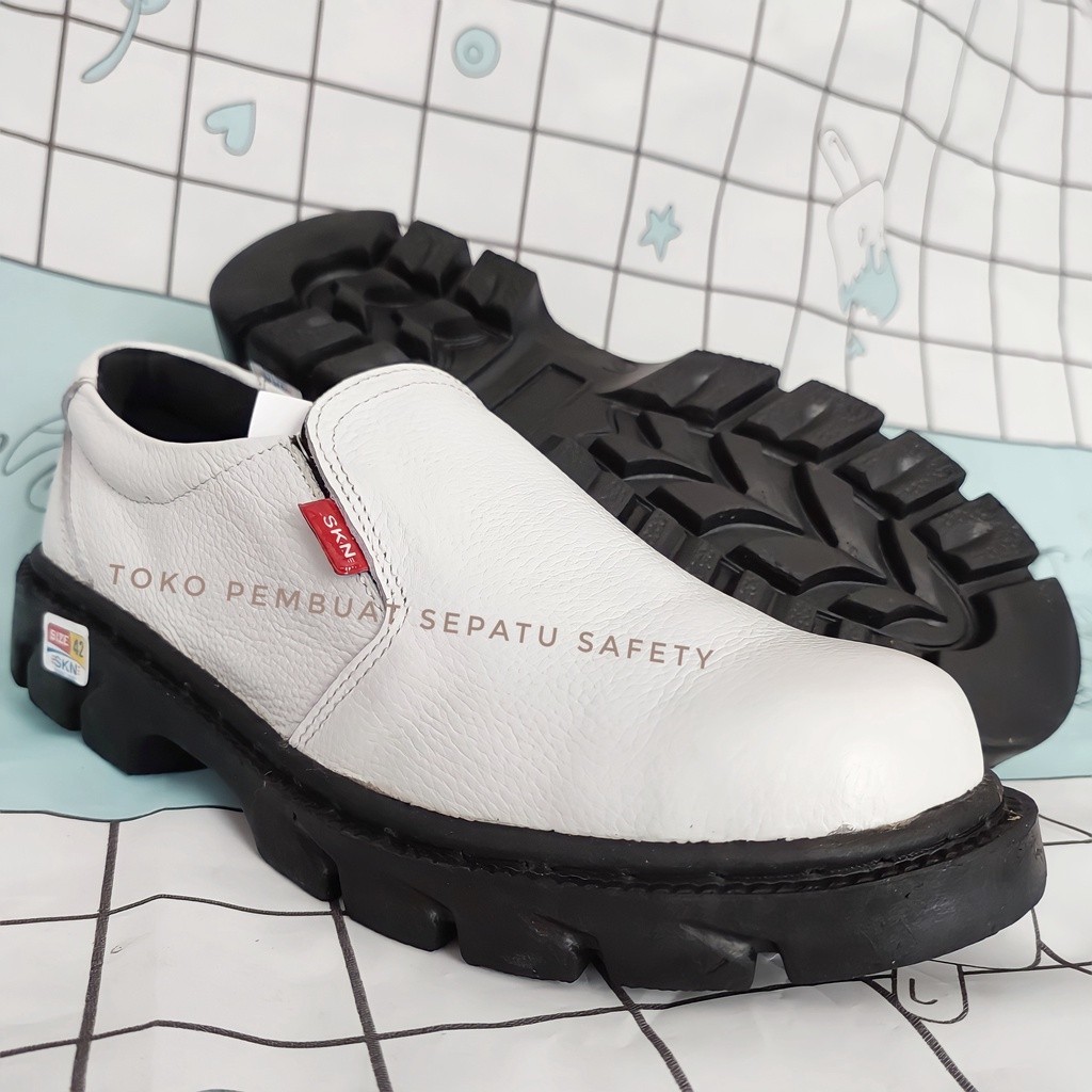 Jual Sepatu safety putih medical kulit sapi asli tahan robek sepatu ...