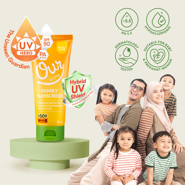 Jual Our in One Family Face & Body Hybrid Sunscreen SPF 50 PA++++ 50ml ...