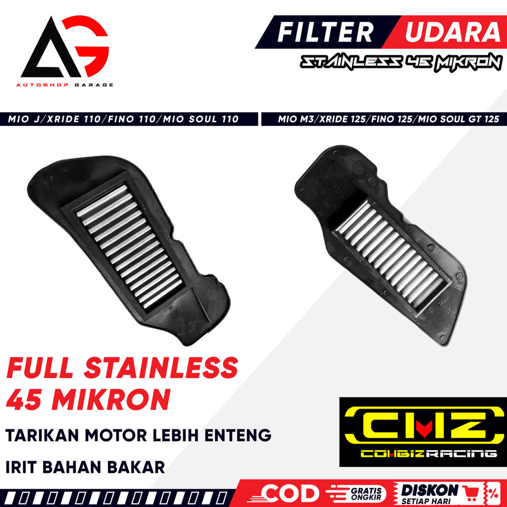 Jual Filter Udara MIO M3 MIO J Stainless Saringan Hawa Motor FINO X ...