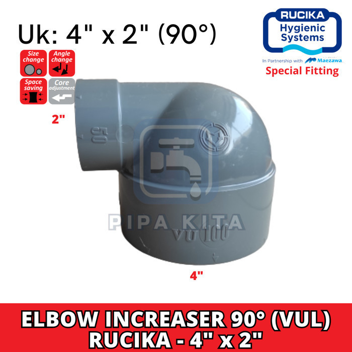 Jual Elbow Increaser 90 4 x 2 inch RUCIKA VUL Knee Overloop Vlok Reducer | Shopee Indonesia