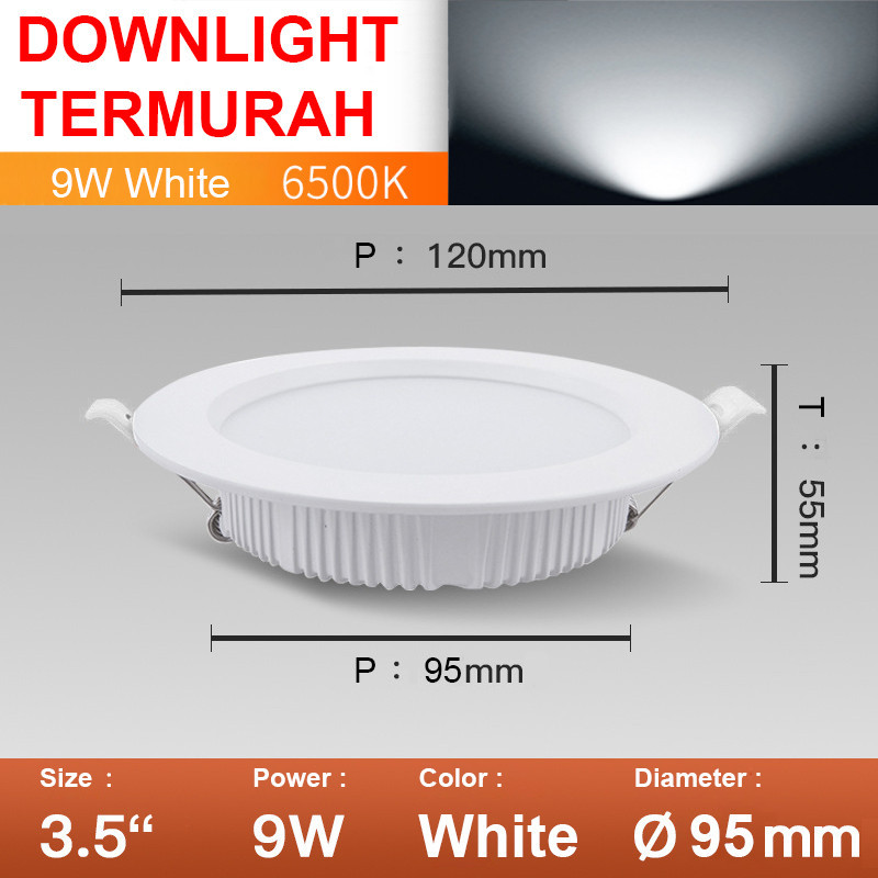 Jual Lampu Downlight LED 9W 6500K White Putih Down Light | Shopee Indonesia