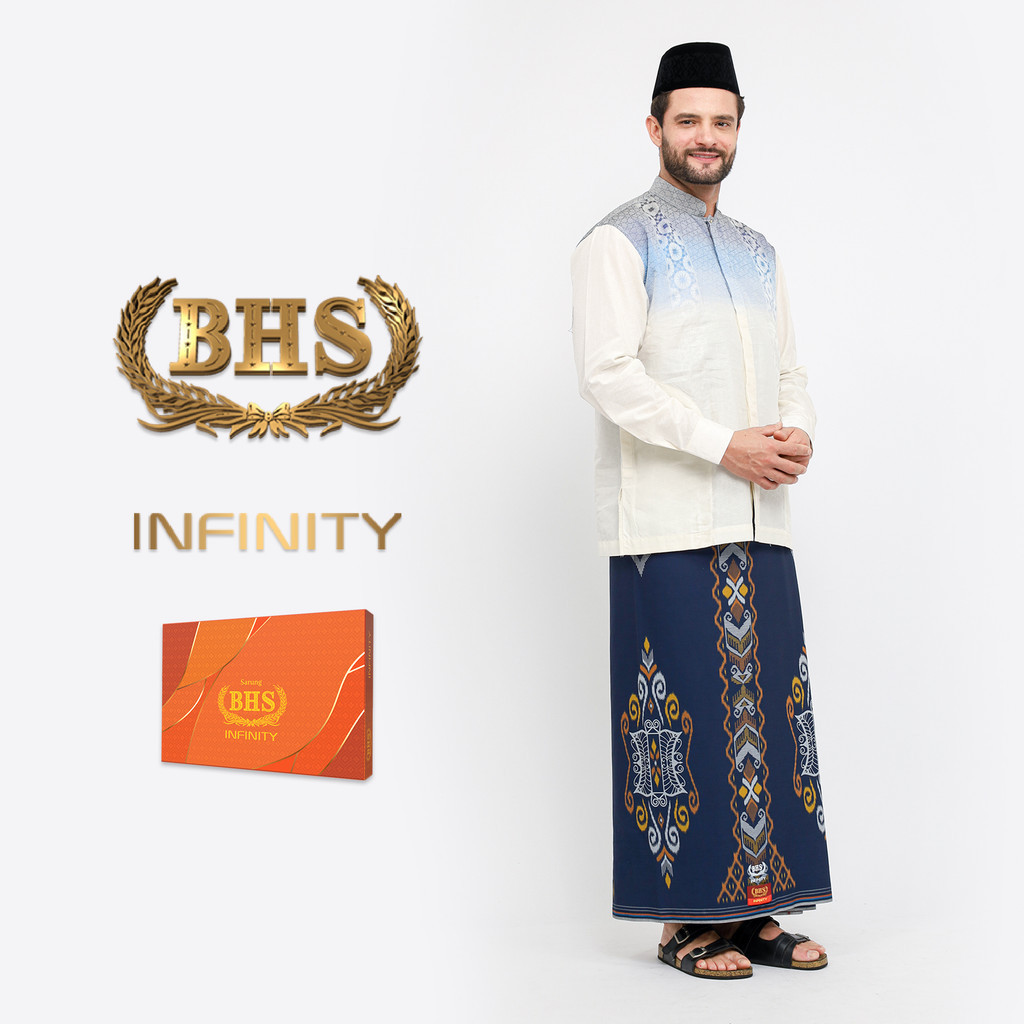 Jual Sarung BHS Infinity Gold Motif V32 EKC Biru Tua | Shopee Indonesia