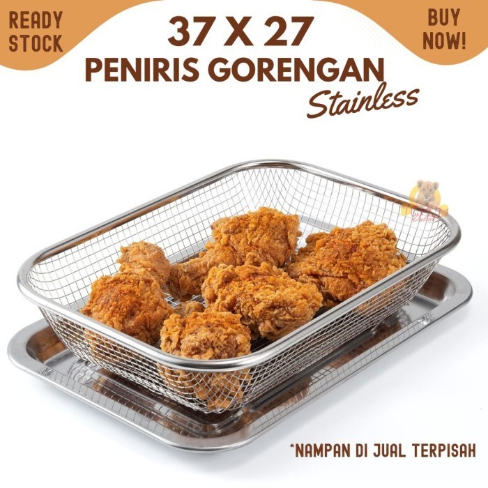 Jual Peniris gorengan 37x27 nampan gorengan stainless tanpa gagang ...