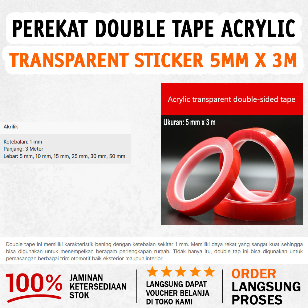 Jual Perekat Double Tape | Material Acrylic Adhesive Bening Ketebalan ...