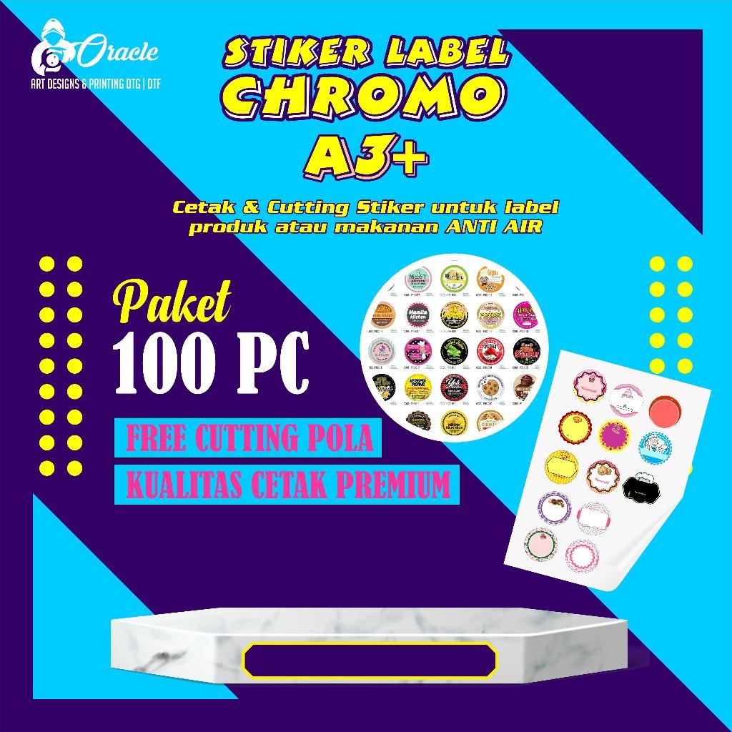 Jual (PAKET 100 PC) Sticker Pack Label Kemasan Bahan Chromo | Shopee ...