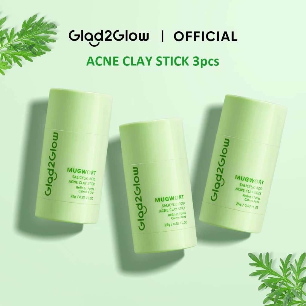 Jual Glad2Glow 1/2/3pcs Mugwort Anti Pores & Acne Clay Stick Masker 25g Anti Wajah Blackhead ...