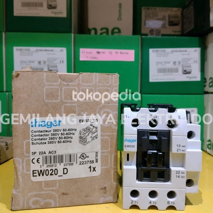 Jual CONTACTOR/KONTAKTOR HAGER EW020 / EW020_D 3P 22A/32A 11KW 380V ORI ...