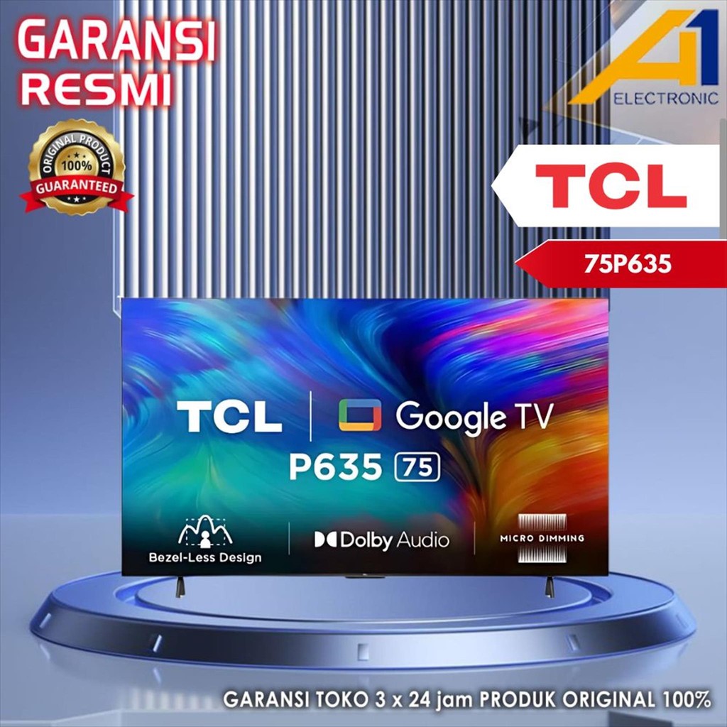 Jual LED TV TCL 75P635 / 75 P635 Smart Google TV 4K Dolby Audio 75 Inch | Shopee Indonesia