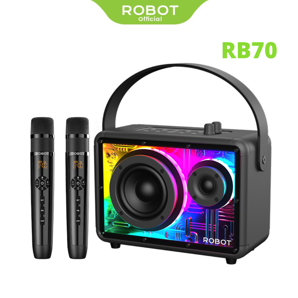 Jual ROBOT RB70 Bluetooth Speaker Karaoke Dual Uhf Microphone 5.3 40Watt Rgb | Shopee Indonesia