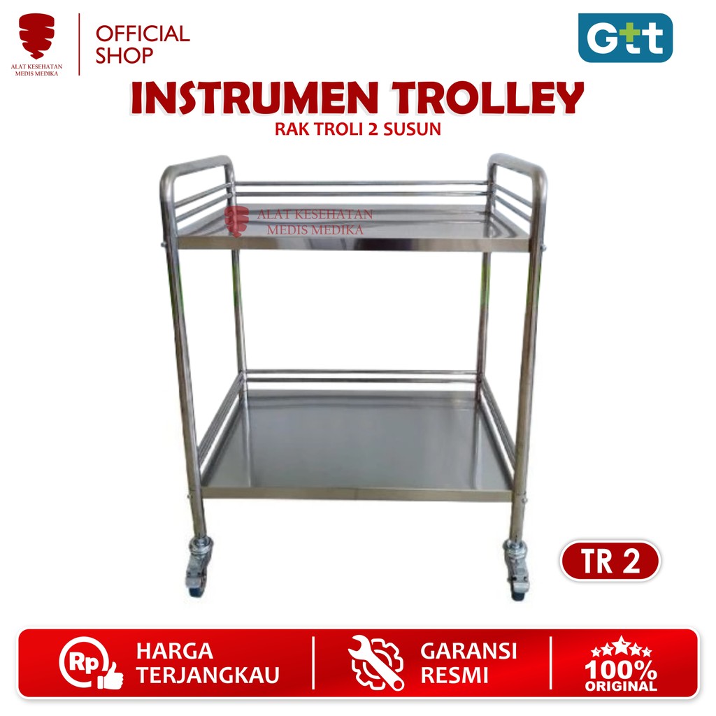 Jual GTT Troley Instrument 2 Rak TR2 Stainless Steel Troli Meja ...