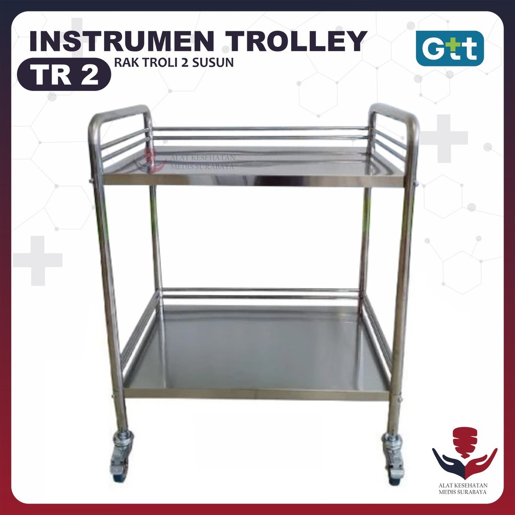 Jual GTT TR2 Troley Instrument 2 Rak Stainless Steel Troli Meja ...