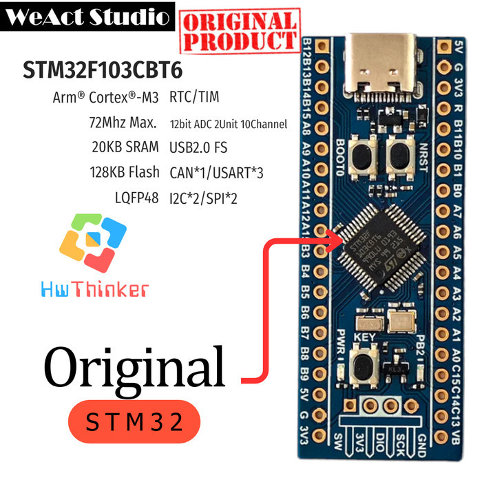 Jual MH27 WeAct Studio BluePill+ BluePill Plus STM32F103C8T6 STM32F103CBT6 STM32 - STM32F103CBT6 ...