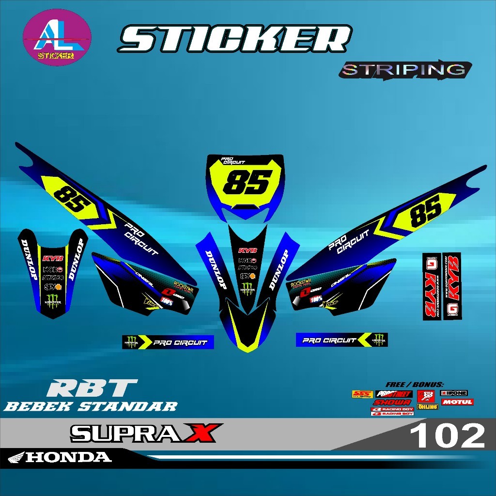 Jual Sticker RBT SUPRA X MOTOR RBT BEBEK MODIF SUPERMOTO YZ CRF KLX KX ...