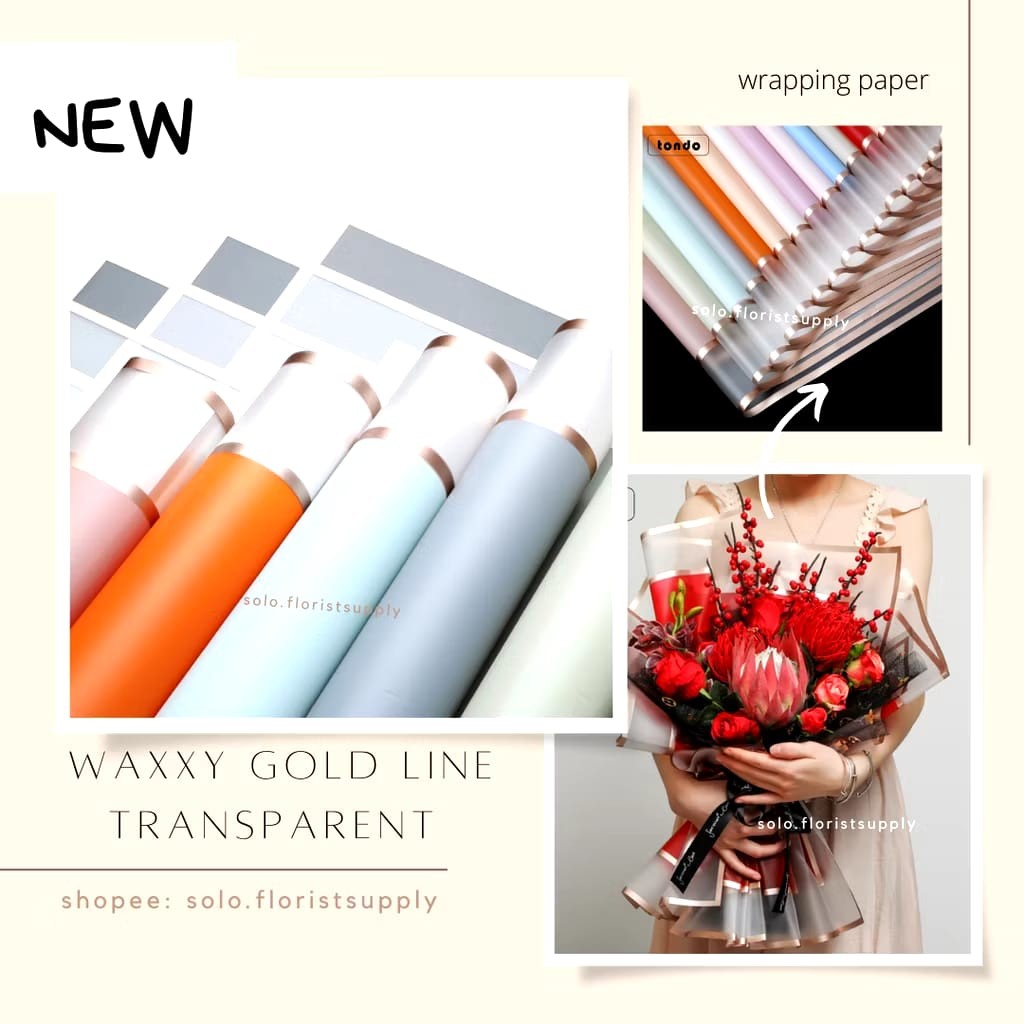 Jual (1 PACK 20lembar) WAXXY GOLD LINE TRANSPARENT double frame list ...