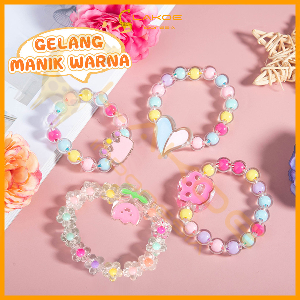 Jual LAKOE Gelang manik manik Gelang Kartun Pearl Boba Gelang Mute Anak ...