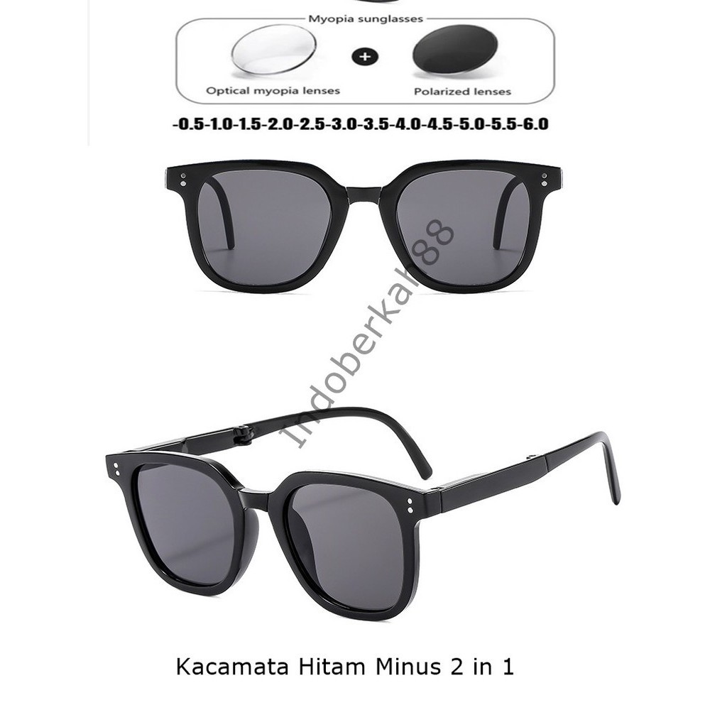 Jual Kacamata Hitam Minus -1,-2,-3,-4,-5,-6 Fashion Korea Retro Anti ...