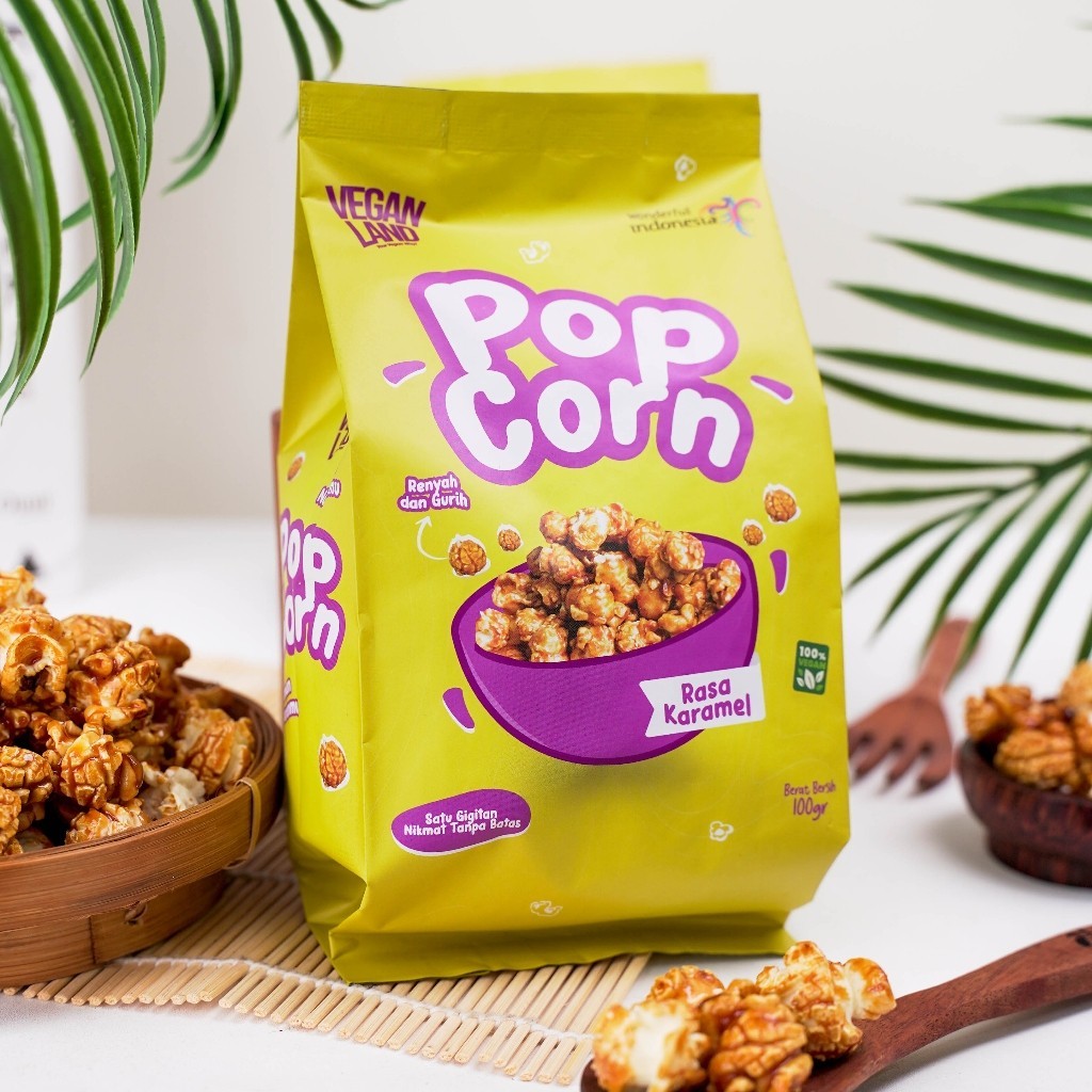 Jual POP CORN 100 GRAM | POP CORN CARAMEL 100 GR | POPCORN | VEGAN LAND ...